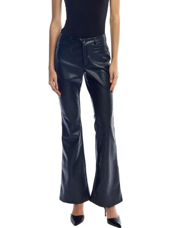LBLC THE LABEL Faux Leather Flare Pants - Black