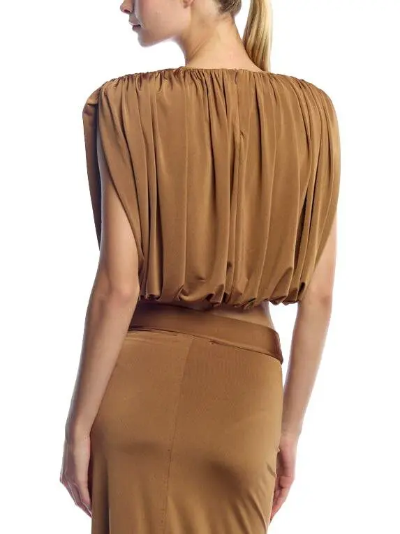 LBLC THE LABEL Elton Shirring Top - Camel
