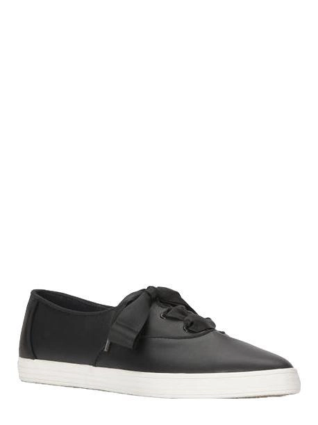 Keds® Champion Leather Sneaker With Bow Detailing - Black