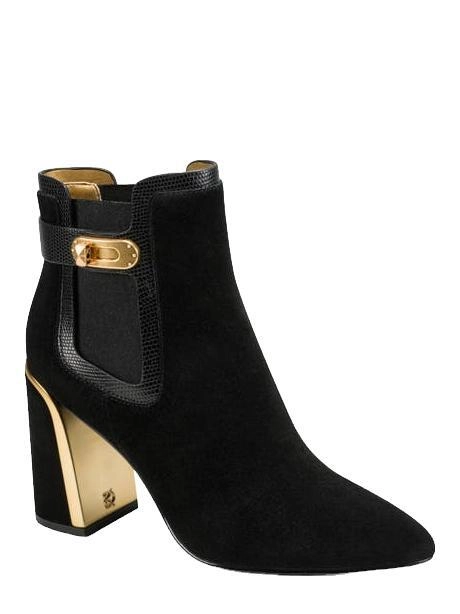 Donna Karan New York Raine Suede Ankle Booties With Sculptural Block Heel - Black