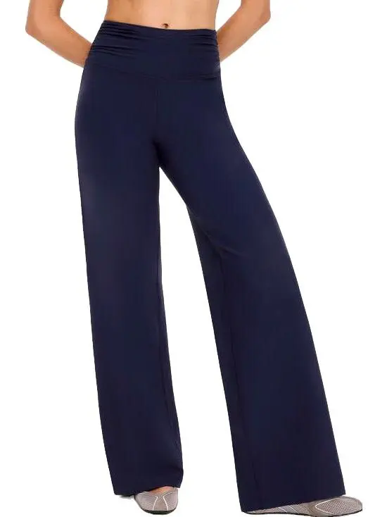 Spanx Ruched High Waist Wide Leg Pants - Timeless Navy