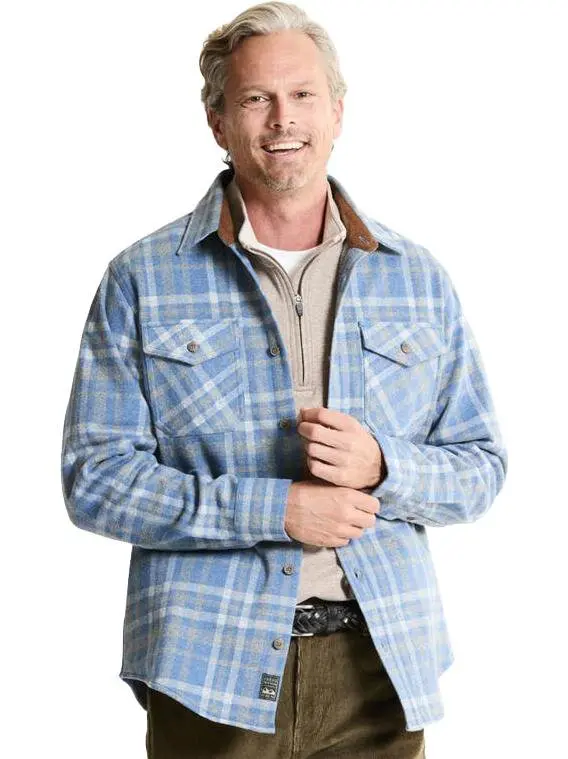 JACHS Knit Flannel Button-up Shirt - Blue