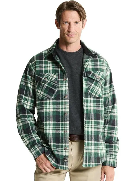 JACHS Knit Flannel Button-up Shirt - Green