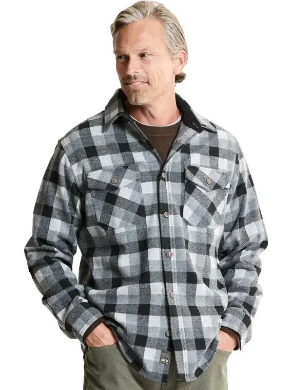 JACHS Knit Flannel Button-up Shirt - Grey