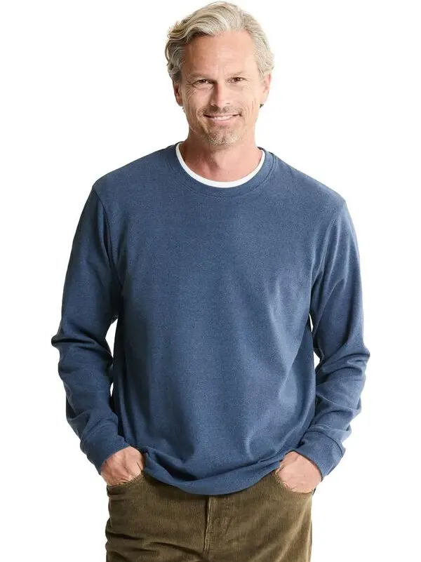 JACHS Ultra Soft Heather Knit Crewneck Sweatshirt - Navy