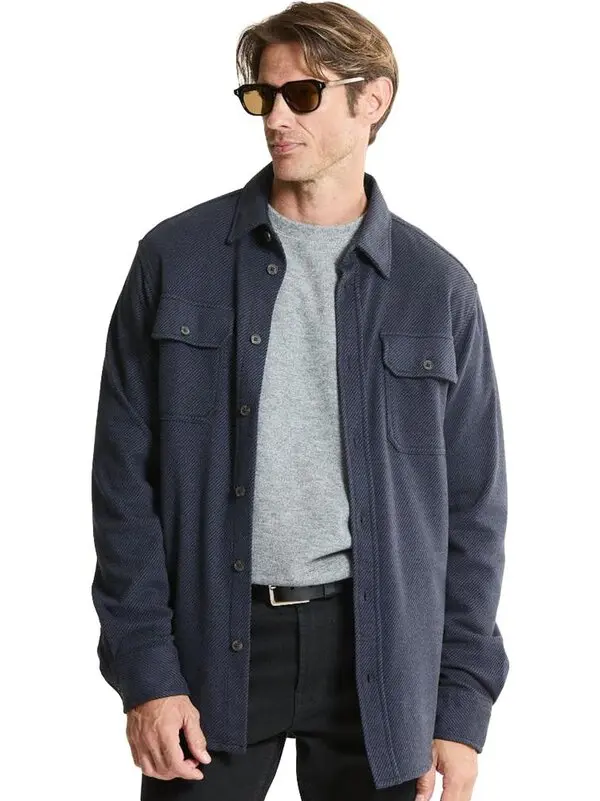 JACHS Stretch Twill Utility Overshirt - Navy