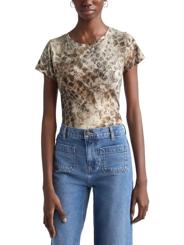 Ramy Brook Kate Python Print T-shirt - Bone Python