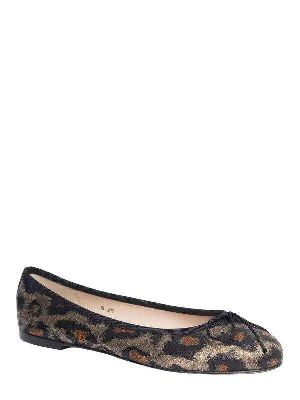 PAUL MAYER ATTITUDES Cap Toe Ballet Flat With Bow Detailing - Black Leopard