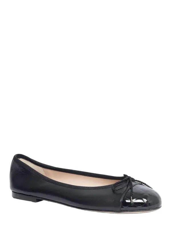 PAUL MAYER ATTITUDES Cap Toe Ballet Flat With Bow Detailing - Black