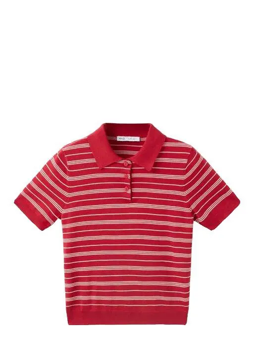 Mango Striped Polo Sweater - Red