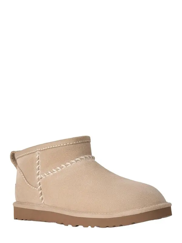 UGG Classic Ultra Mini Stitched Genuine Shearling Boot - Sand