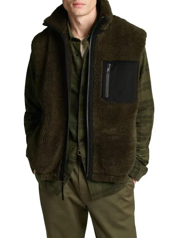 Vince Faux Fur Zip Vest - Dark Leaf