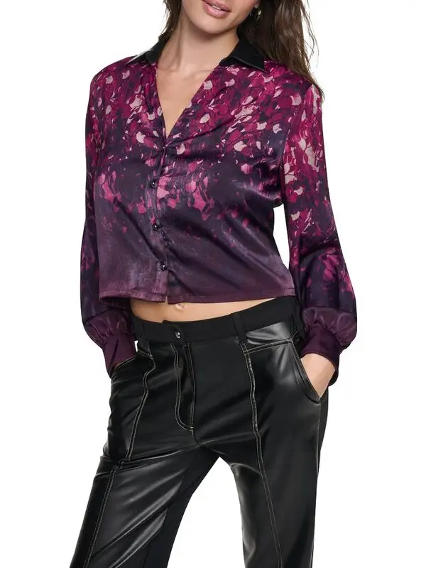 Dkny Abstract Print Long Sleeve Shirt - Paillette