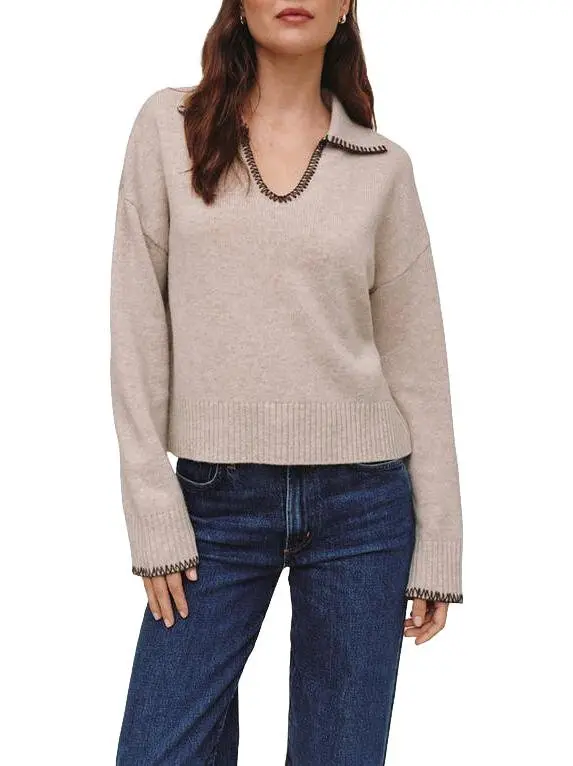 Bella Dahl Contrast Stitch Merino & Cashmere Sweater - Chalet