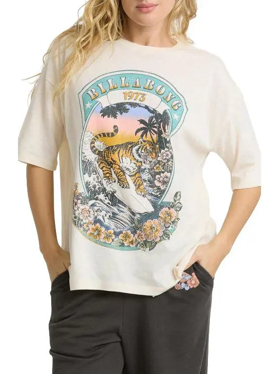 BILLABONG Find Your Stripes Cotton Jersey Graphic T-shirt - White Cap
