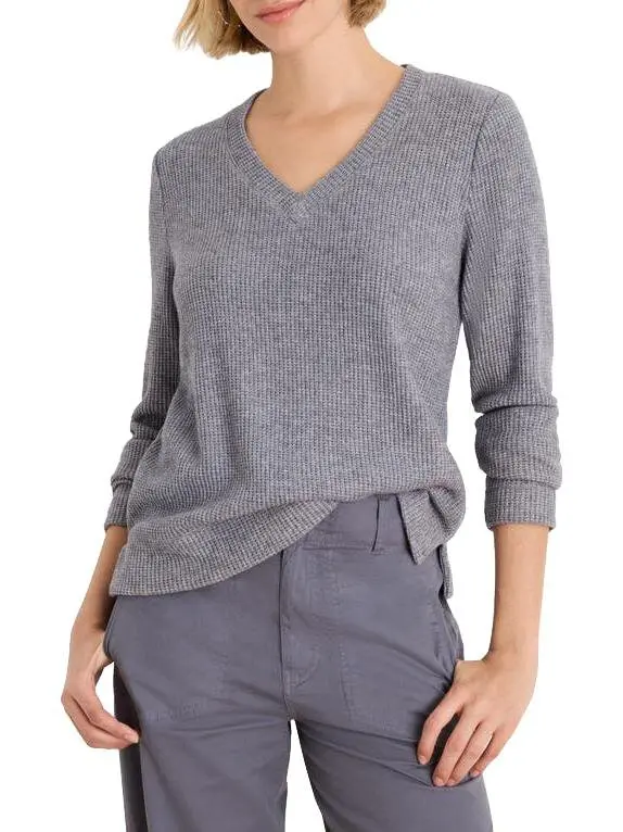 NIC+ZOE Soft Waffle V-neck Top - Slate