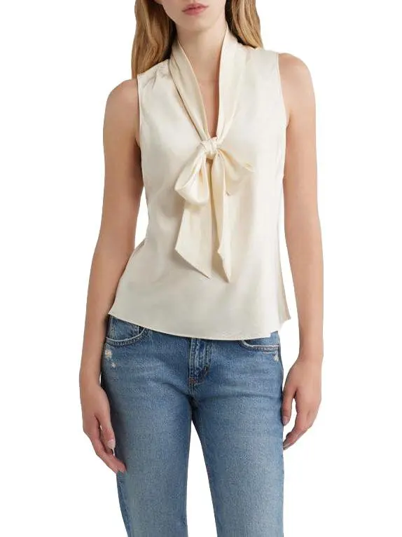 Rails Poppy Tie-neck Sleeveless Top - Ivory
