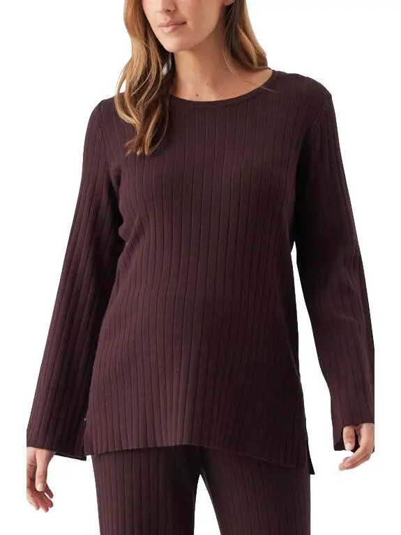 RIPE MATERNITY Dallas Rib Knit Nursing Top - Cocoa