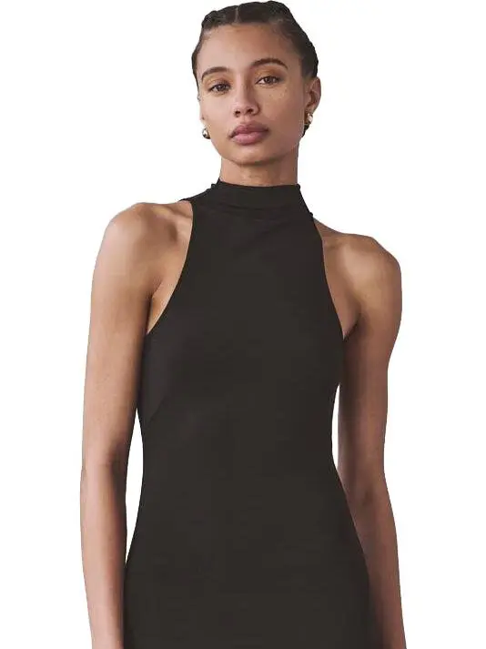 ARTEMIS Karol Dress Mock Neck Halter Shift - Black