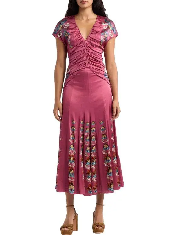 Farm Rio Embroidered V-neck Maxi Dress - Daniela Green