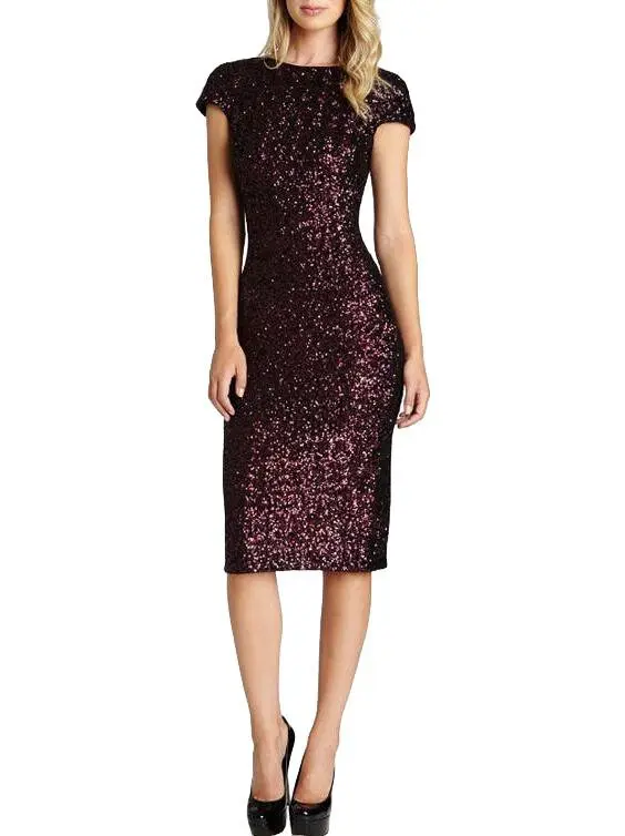Dress The Population Marcella Open Back Sequin Body-con Dress - Wine