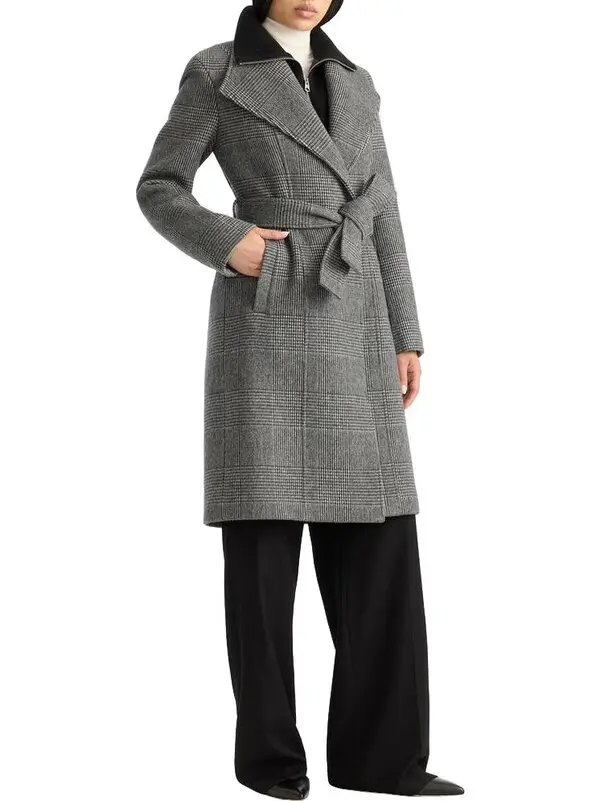 Mackage Norita Wool Coat With Integrated Bib - Black-cream