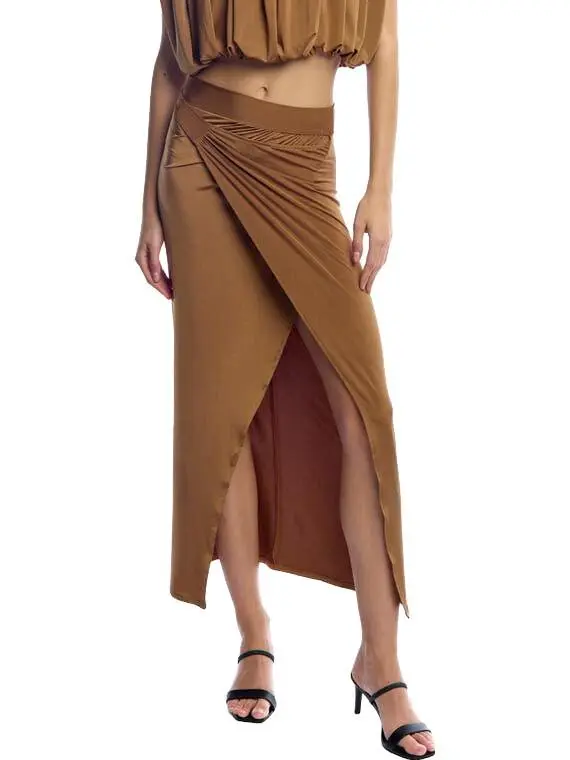 LBLC THE LABEL Ferris Draped Midi Skirt - Camel