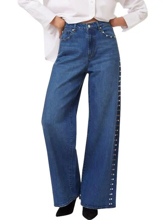 Habitual Gemma Studded Wide Leg Jeans - Bay