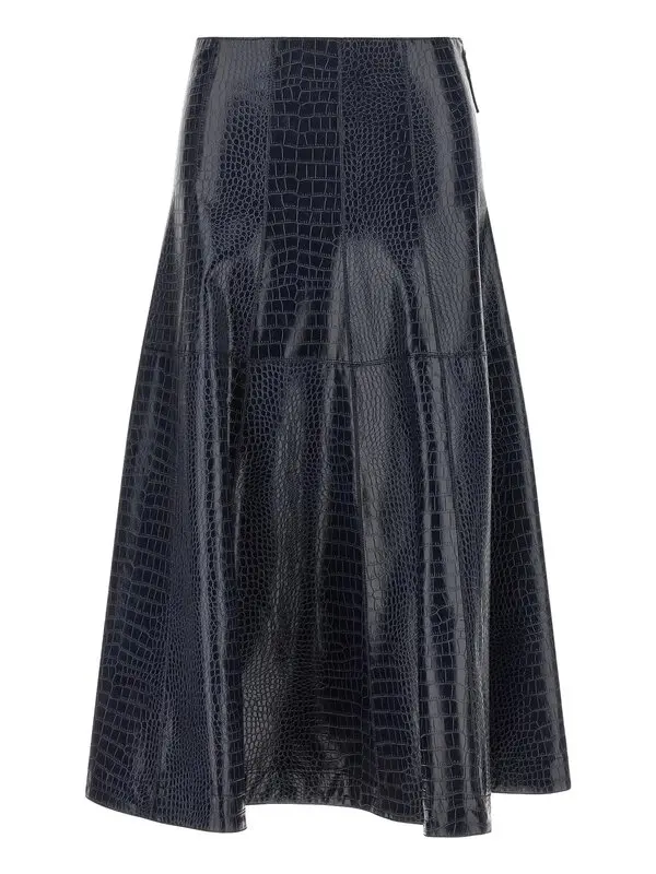 Pinko Antinori Croc Effect Midi Skirt - Blue