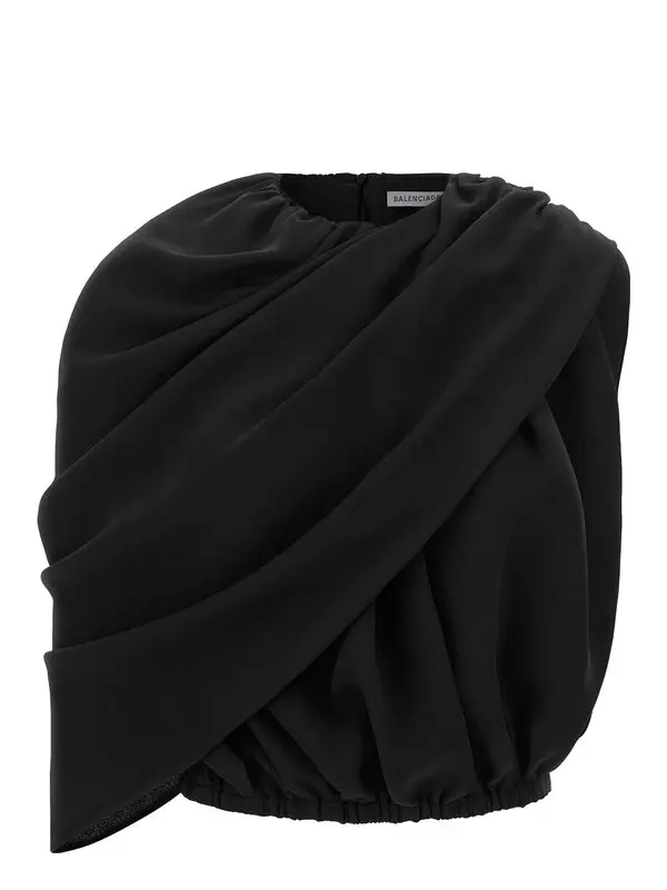 Balenciaga Mantella Top In Silk Cady - Black