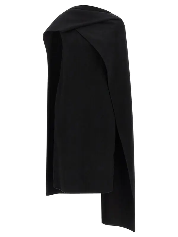 Khaite Ramona Asymmetrical Draped Midi Dress - Black