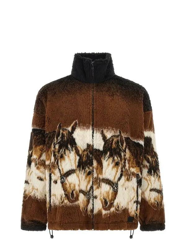MAISON MARGIELA Graphic Print Fleece Jacket - Brown