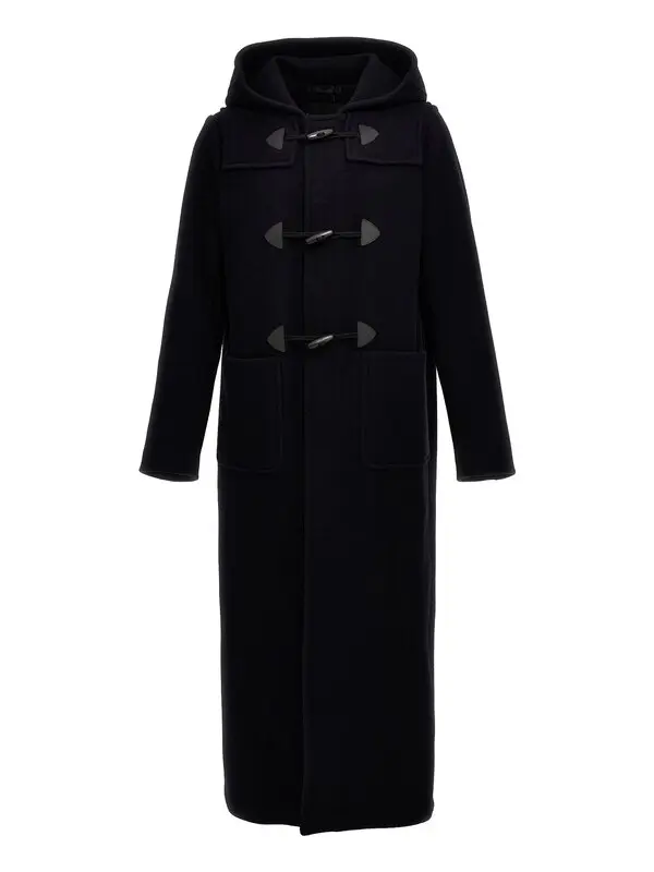 Prada Long Wool Montgomery Coat - Blue