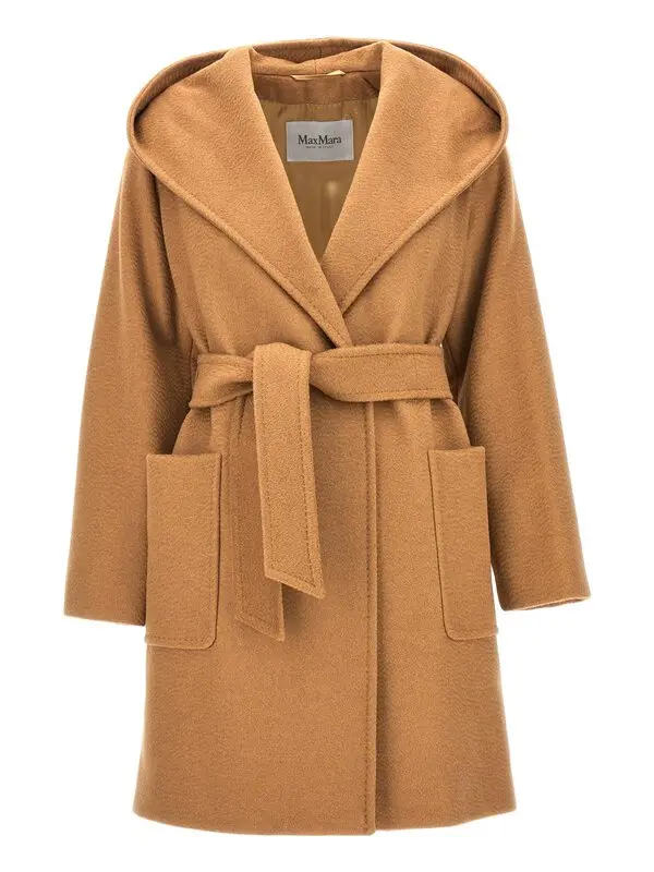 Max Mara Rialto Hooded Camel Hair Coat - Beige