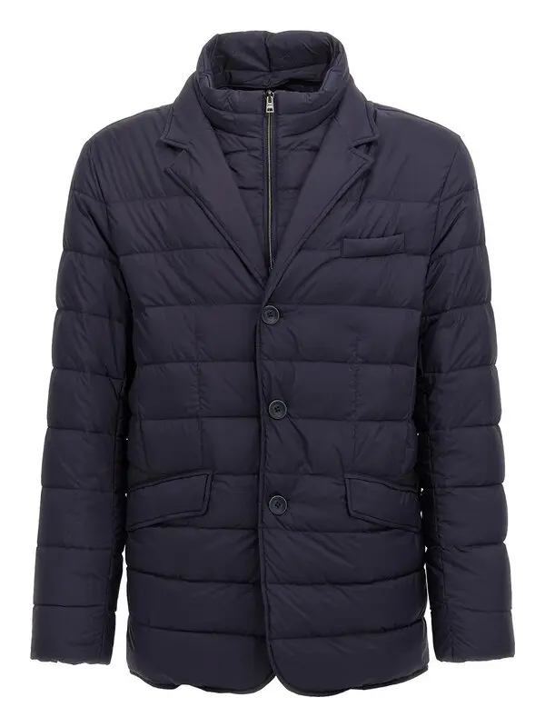 Herno Quilted Nylon Blazer With Removable Harness Insert - Blue