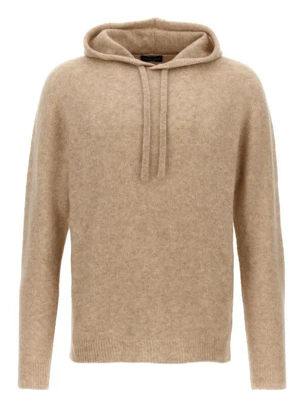 ROBERTO COLLINA Cashmere Blend Hooded Sweater - Beige