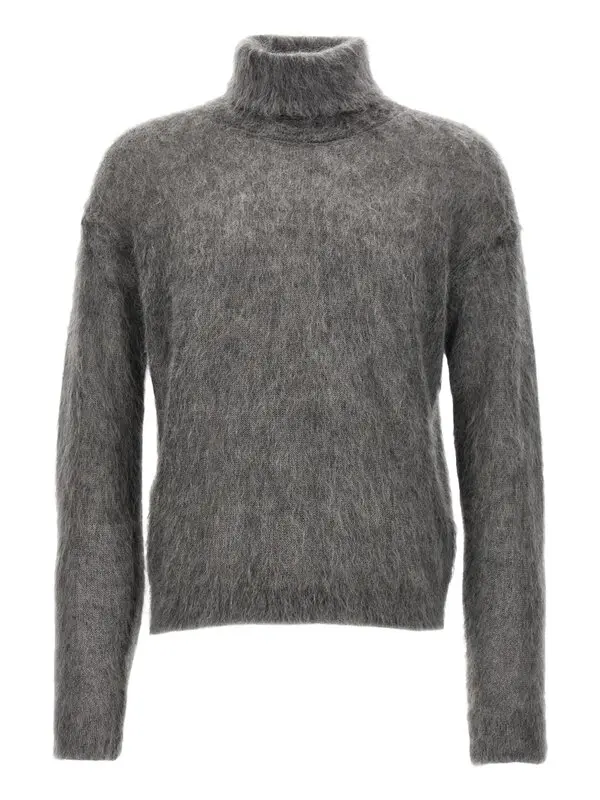 Saint Laurent Mohair Blend Turtleneck Sweater - Gray