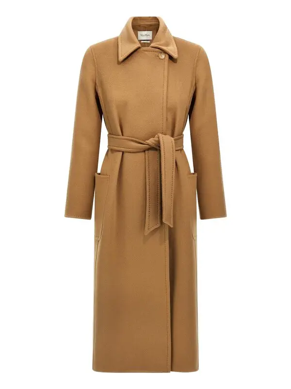 Max Mara Artur Long Coat In Double Cashmere - Brown