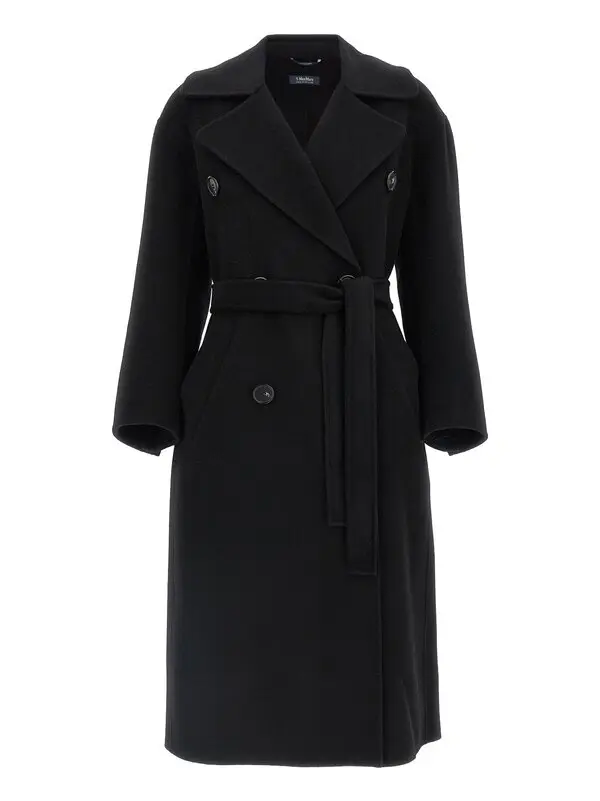 Max Mara Dalila Double Breasted Wool Cashmere Coat - Black