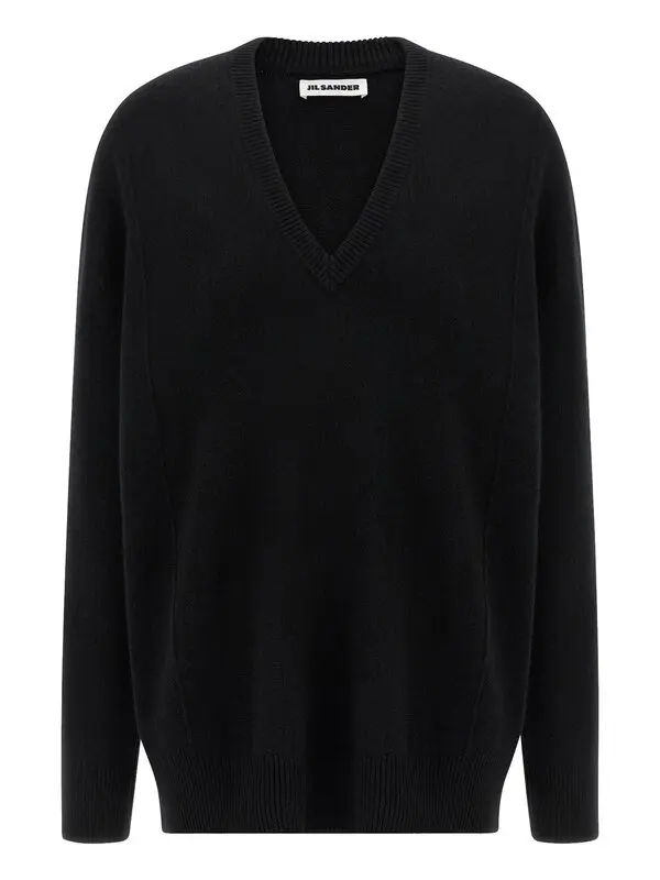 JIL SANDER V-neck Wool And Cashmere Sweater - Black