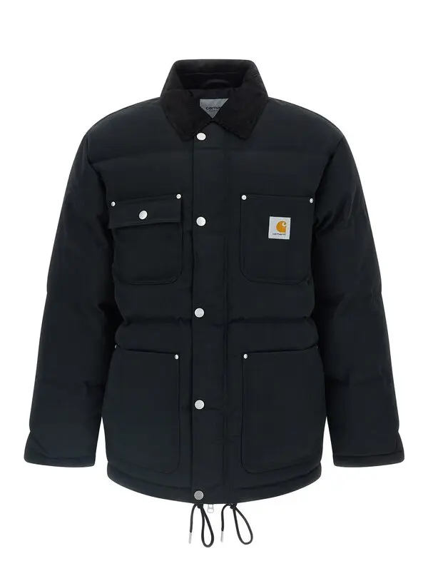 Carhartt Work In Progress Rayler Quilted Nylon Canvas Jacket With Corduroy Collar - Black