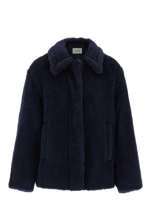 Max Mara Alpaca And Wool Teddy Fabric Short Coat - Blue