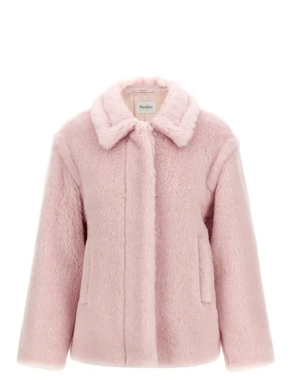 Max Mara Mxmfuggito Short Coat In Alpaca And Wool - Pink