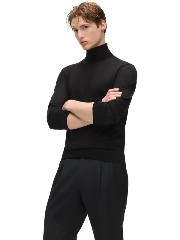 Karl Lagerfeld Cashmere-silk Blend Turtleneck Sweater - Black
