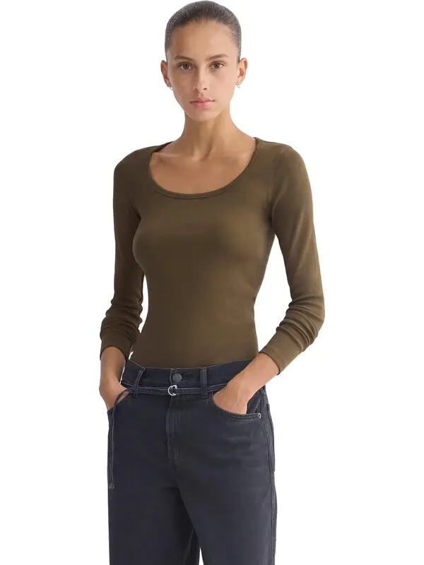 Everlane Effortless Rib Classic Long Sleeve - Beech
