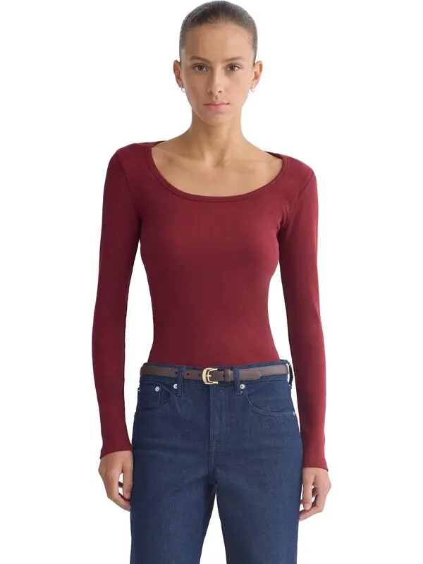 Everlane Effortless Rib Classic Long Sleeve - Cabernet