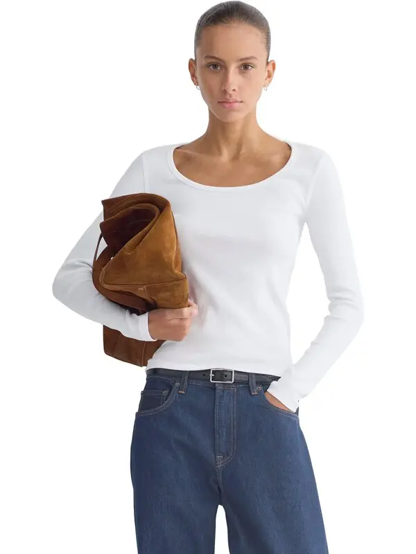 Everlane Effortless Rib Classic Long Sleeve - White