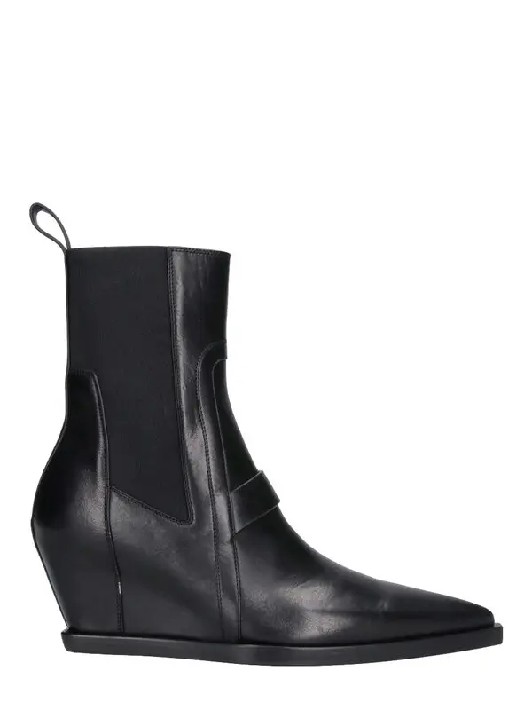 Rick Owens Leather Wedge Ankle Boots - Black