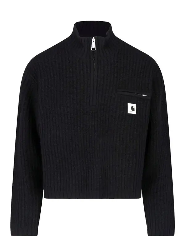 Carhartt Work In Progress Detroit" Quarter Zip Sweater - Black