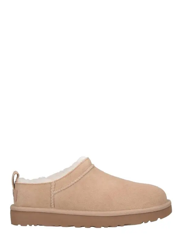 UGG Micro" Suede Shearling Lined Mules - Beige